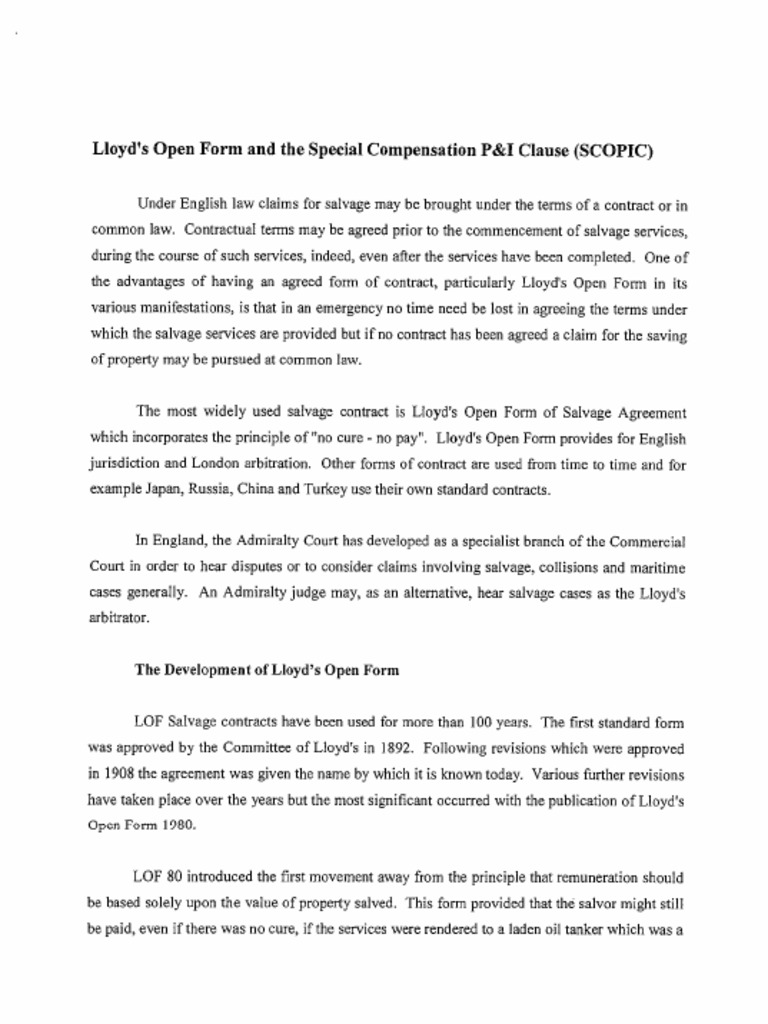 Lof and Scopic History | PDF | Marine Salvage | Admiralty Law