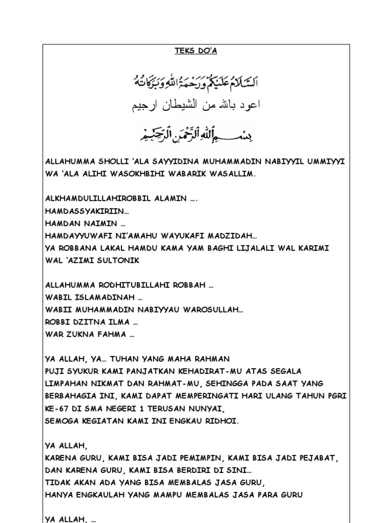 Teks Doa Pgri | PDF