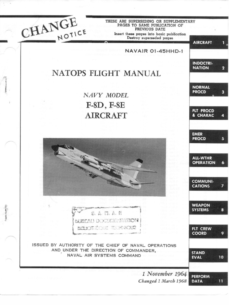 NATOPS Flight Manual F-8D-E Aircraft (1968) | PDF