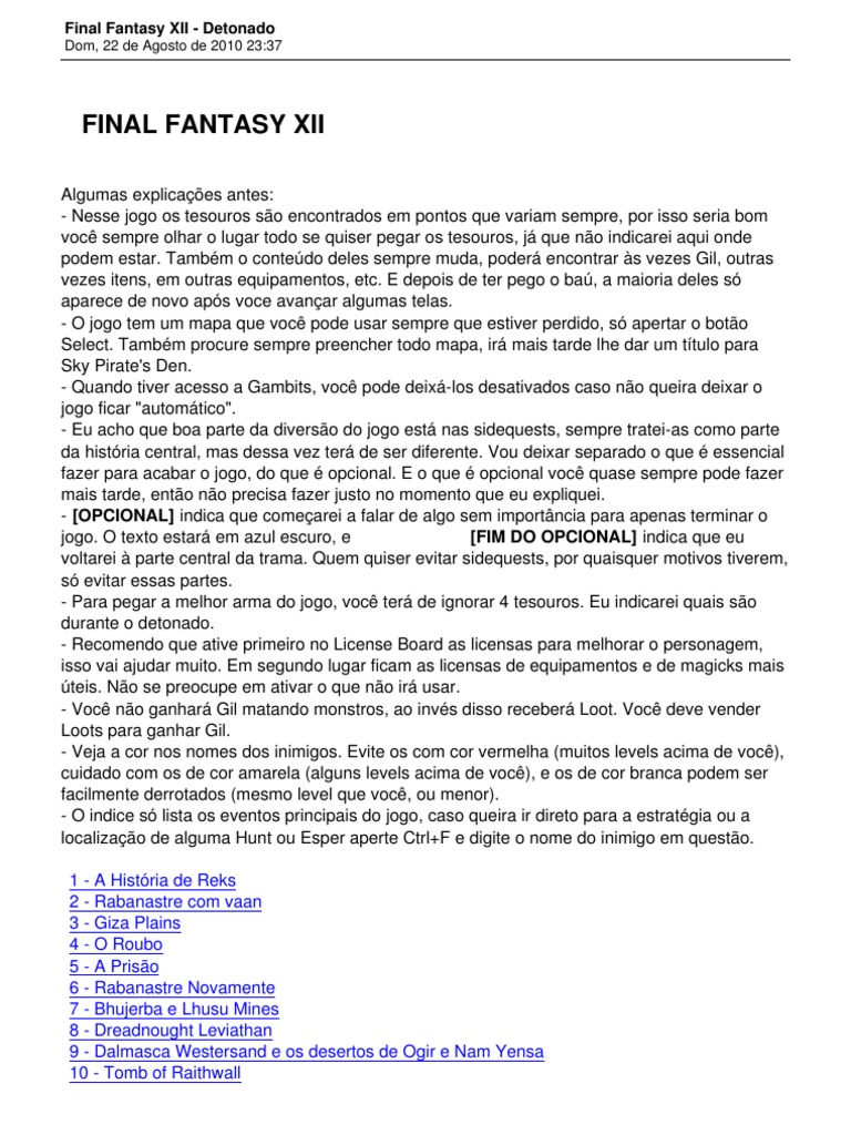 Final Fantasy Xii | PDF | Lazer