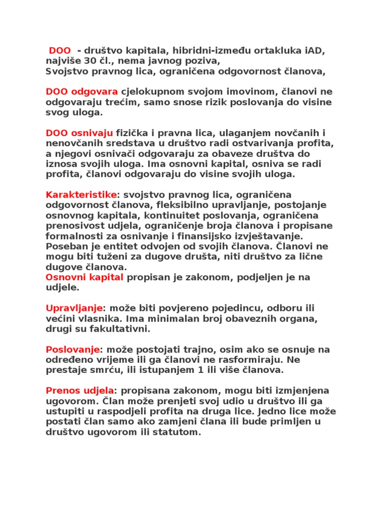 Privredno Pravo Skripta | PDF