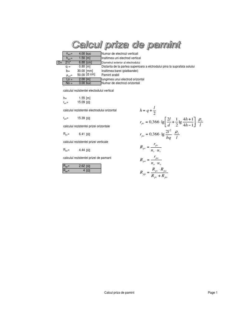 Calcul Instalatie de Paratrasnet Si Impamantare | PDF