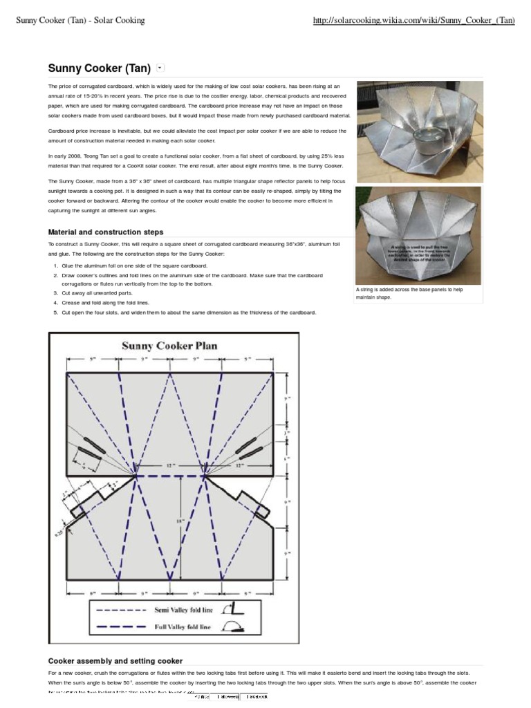 Sunny Cooker (Tan) - Solar Cooking | PDF | Sun | Equipment