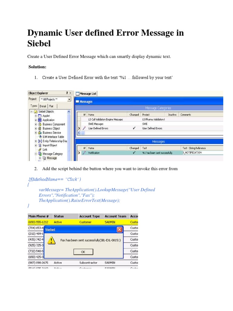 Dynamic User Defined Error Message in Siebel | PDF | Antivirus Software ...