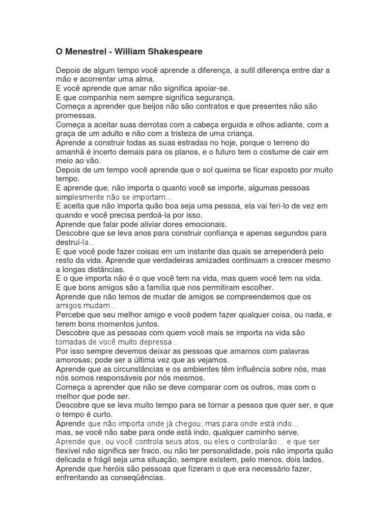 O Menestrel | PDF | Tempo | Amor