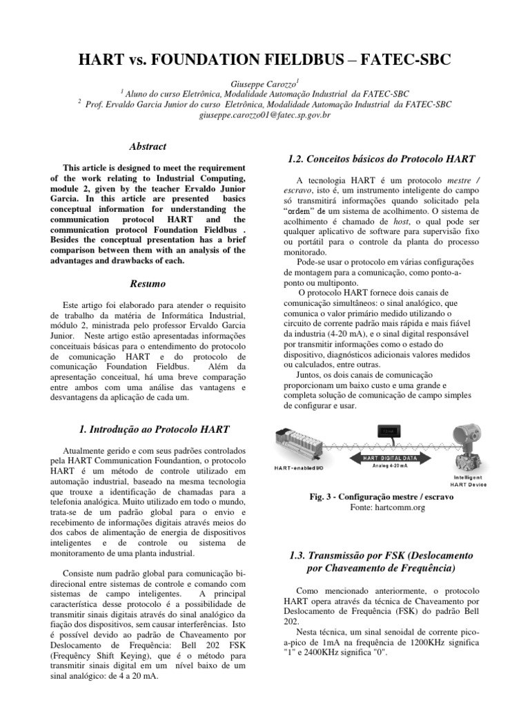 HART Vs Fieldbus | PDF | Rede de computadores | Modelo OSI
