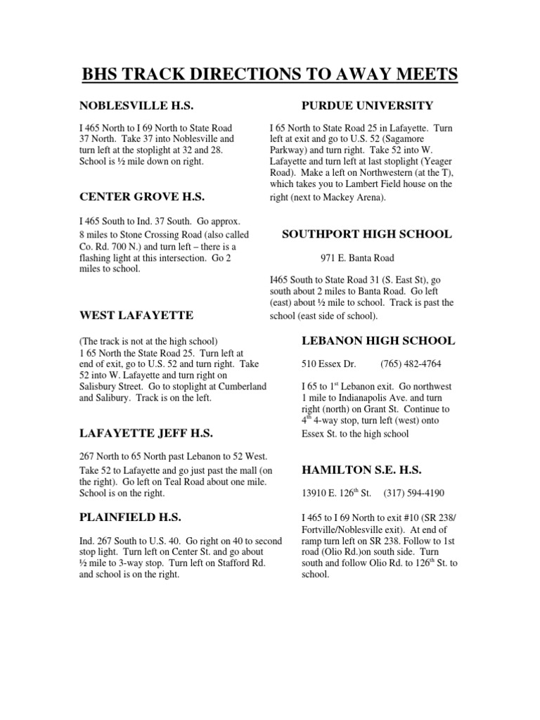 Track Directions | PDF | Road Transport | Road Infrastructure