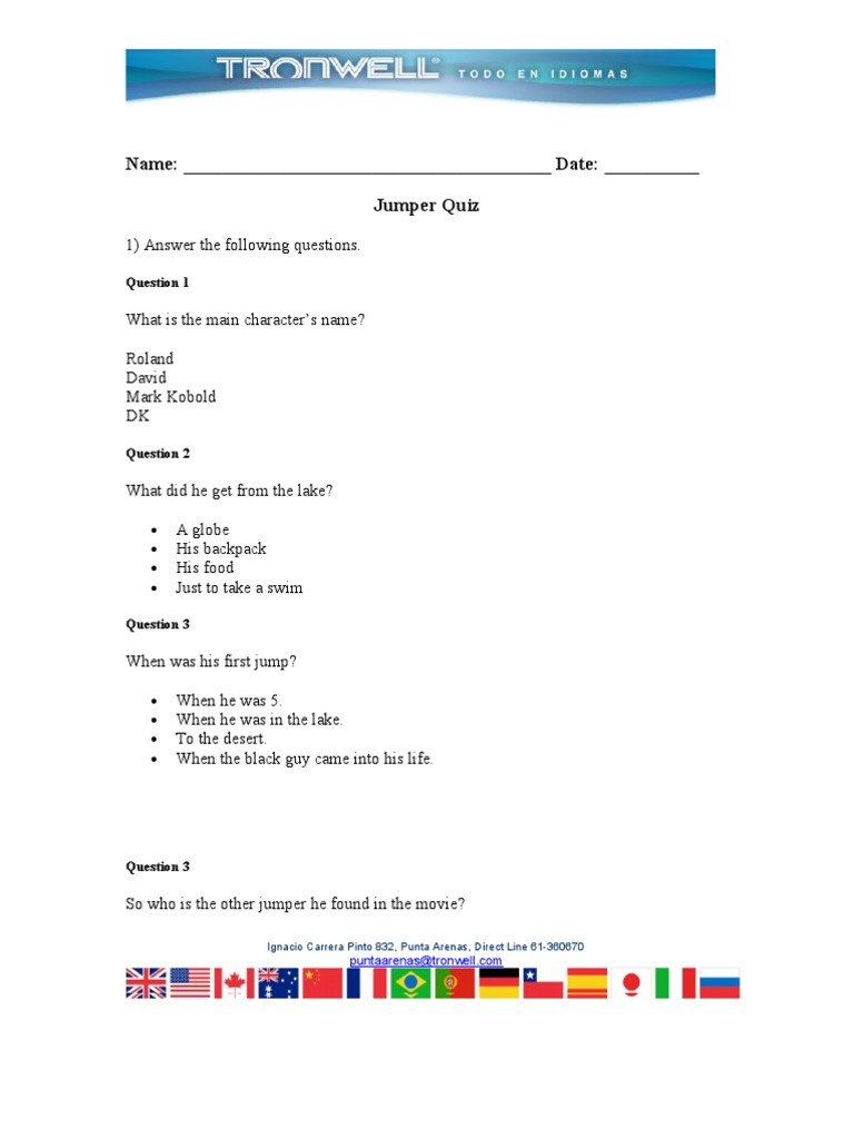 Jumper Quiz | PDF | Mystery, Thriller & Crime Fiction