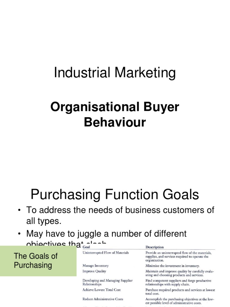 Industrial Marketing Organisational Buyer Behaviour Pdf Strategic