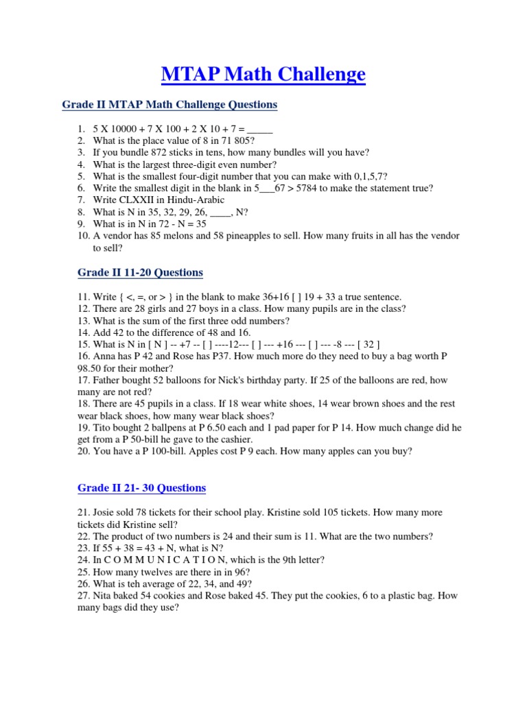 MTAP Math Challenge | PDF | Fraction (Mathematics) | Numbers