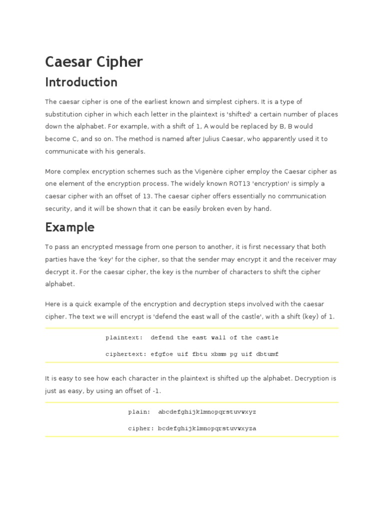 Caesar Cipher | PDF | Cipher | Espionage Techniques