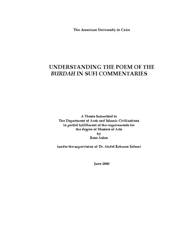Understanding The Poem of The Burda in Sufi Commentaries - Rose Aslan ...