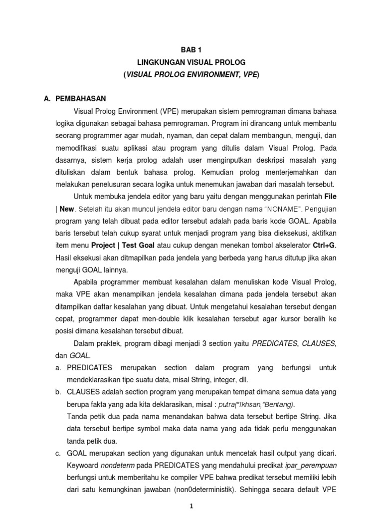 Panduan Visual Prolog untuk Programmer | PDF