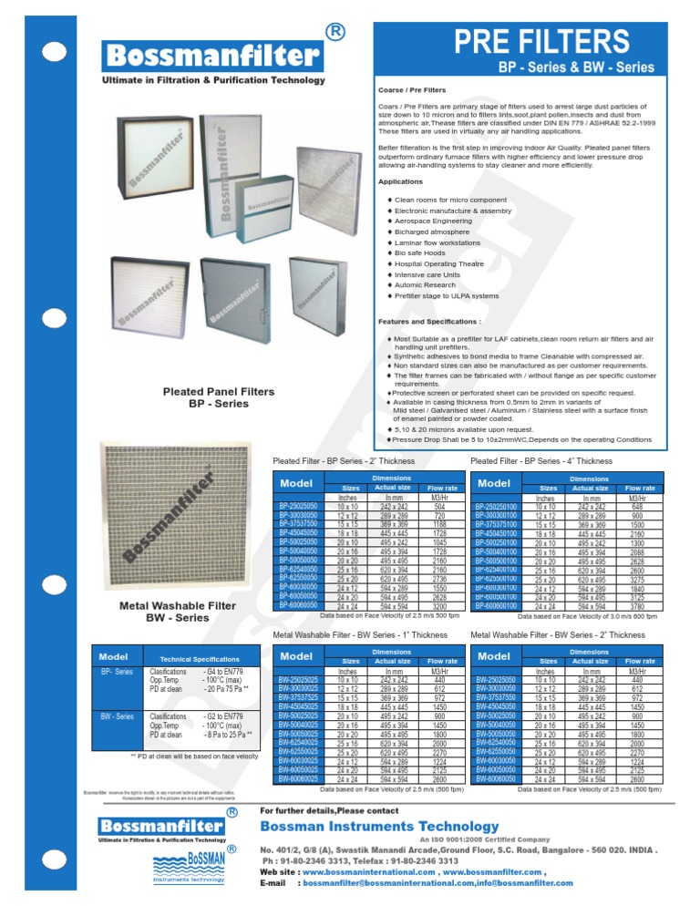Pre Filters | PDF | Clothes Dryer | Filtration