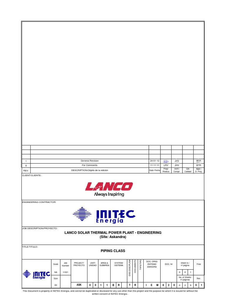 Piping Class | PDF | Pipe (Fluid Conveyance) | Valve