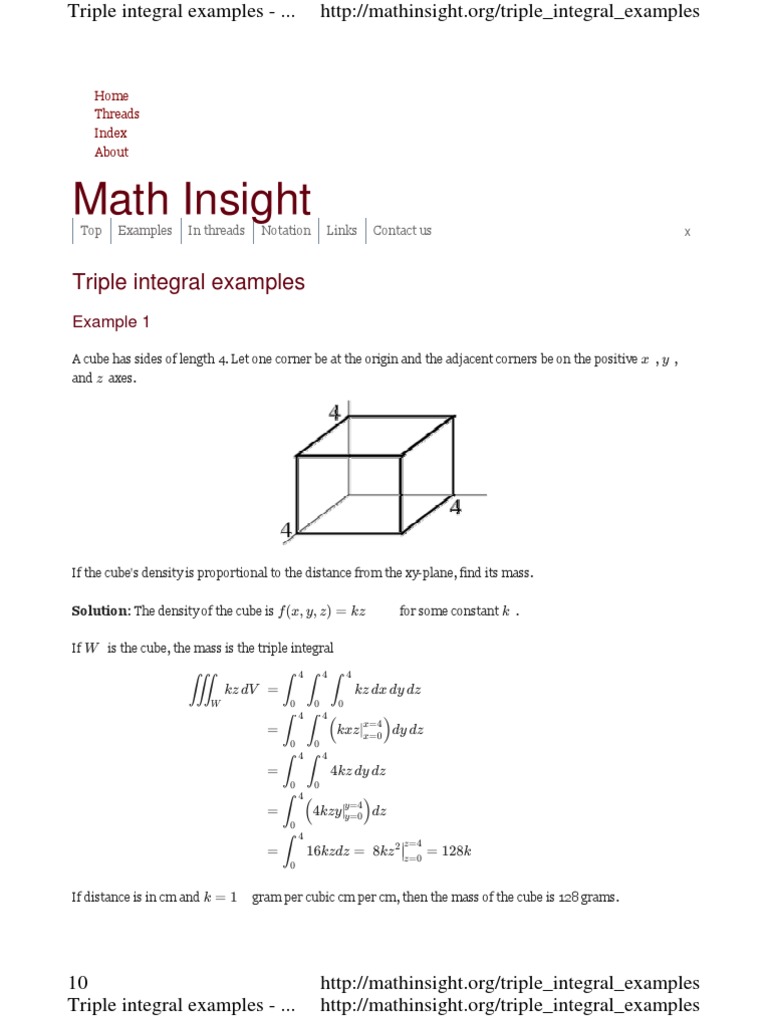 Triple Integral | PDF | Integral | Mathematical Objects
