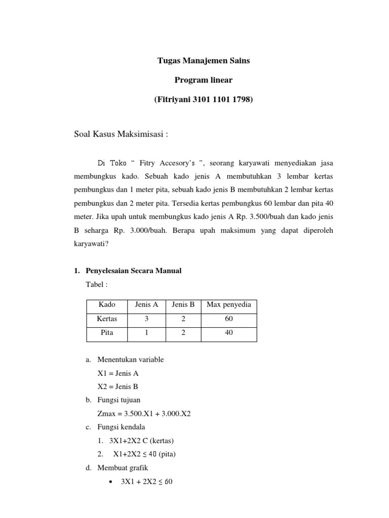 Contoh Soal Program Linear | PDF