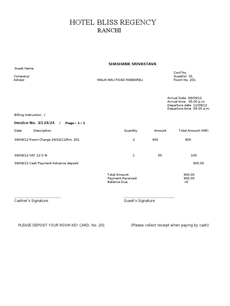 Hotel Bill | PDF
