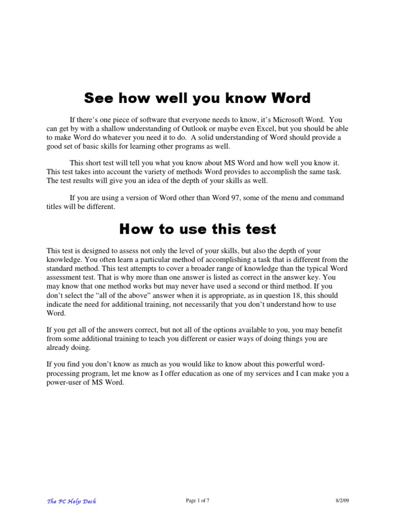 MS Word Test | PDF