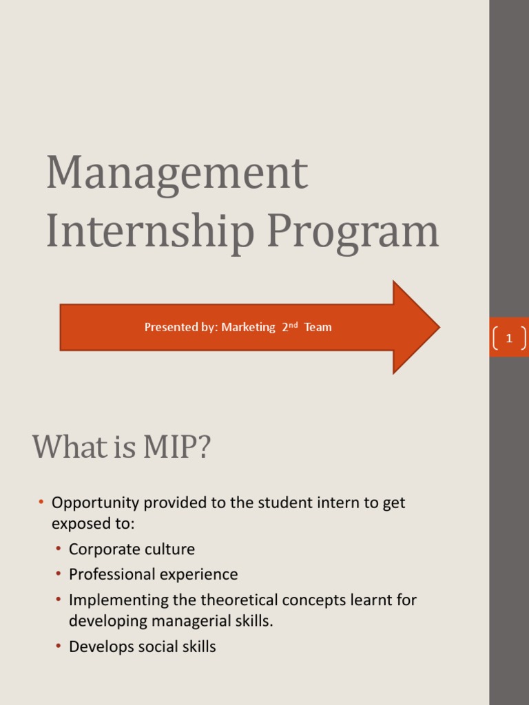 Management Internship Program: Presented By: Marketing 2 Team 1 | PDF ...