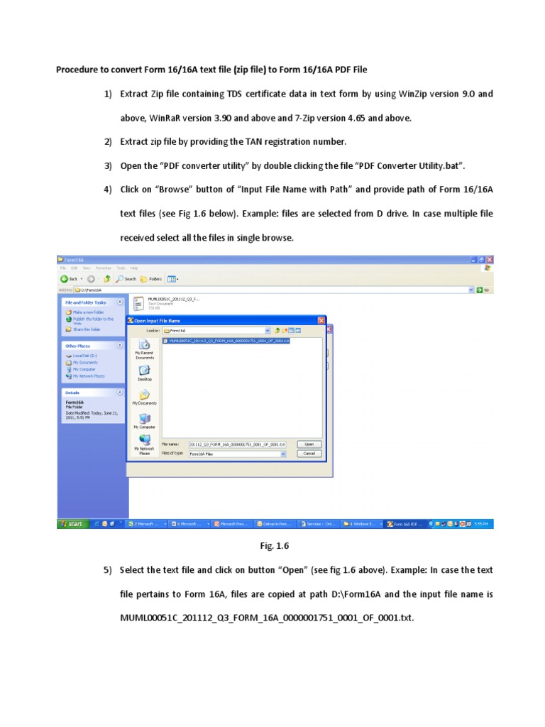Procedure To Convert Form16A Textfile To Form16A PDFFile | PDF | Zip ...