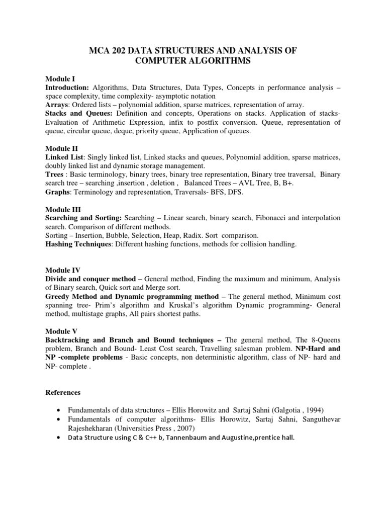 Mca 202 Data Structures | PDF | Time Complexity | Dynamic Programming
