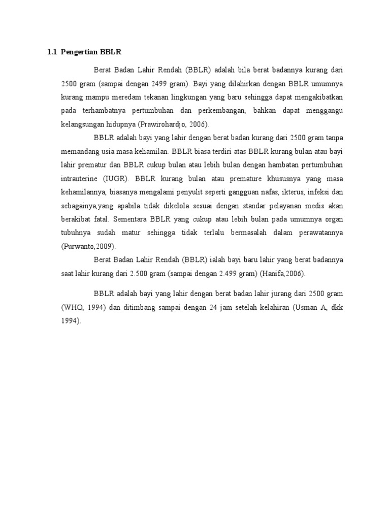 Pengertian BBLR & Pathway | PDF