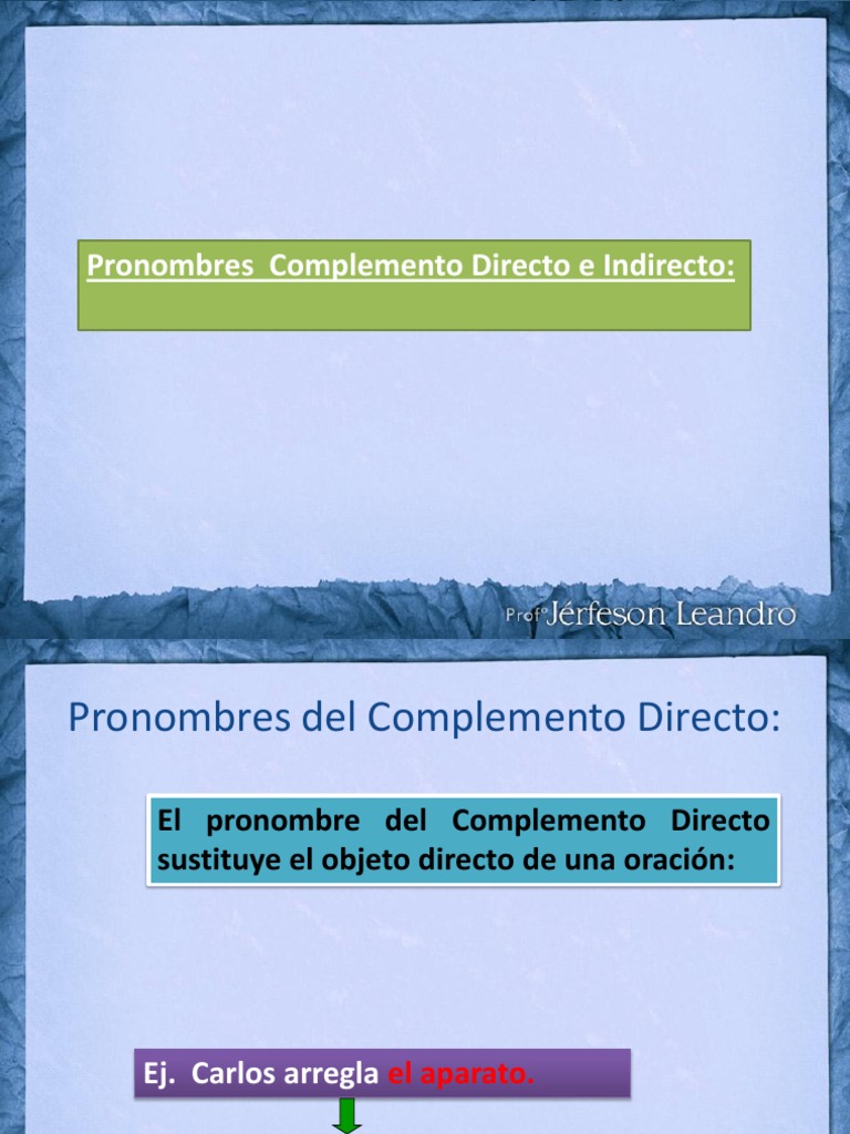 Pronombres de Complemento Directo e Indirecto | PDF | Objeto (gramática ...