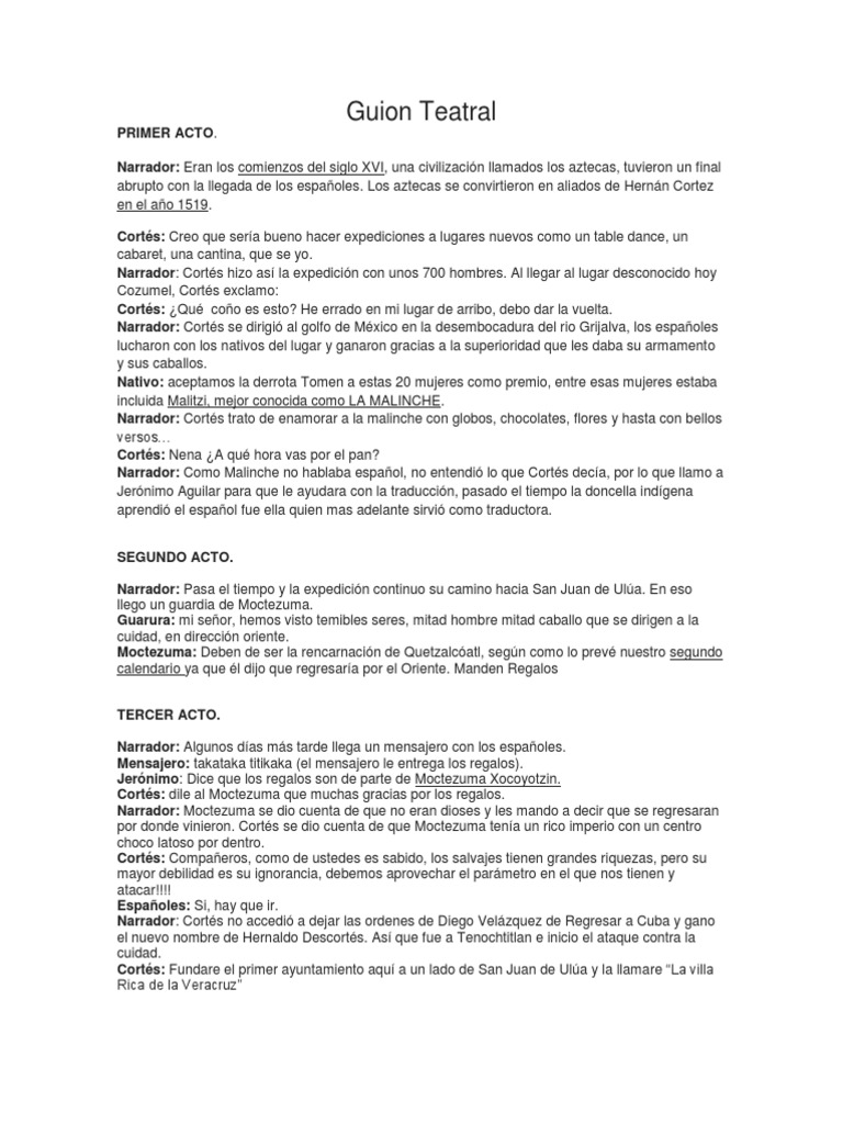 Que Es Un Guion Teatral Ejemplos Cortos - Free Word Template