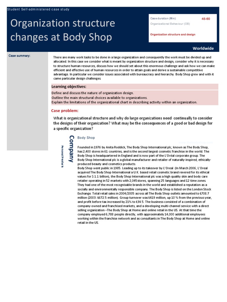 Body Shop Case Study | PDF
