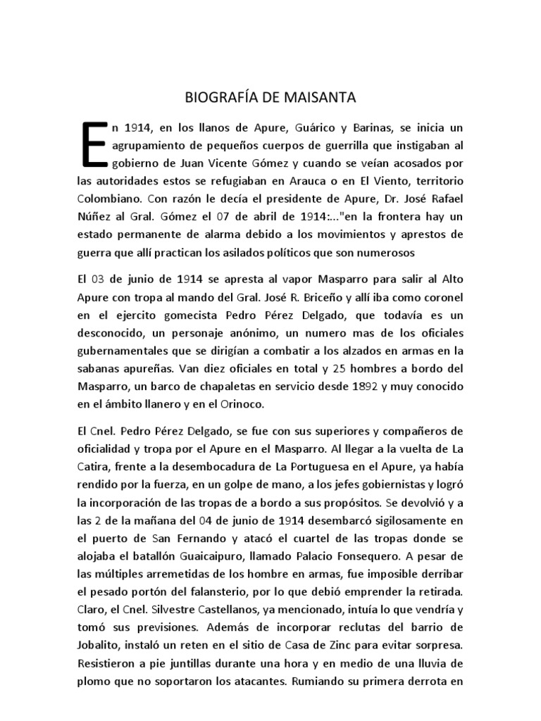 Biografía de Maisanta | PDF | Guerra de la era industrial | Conflictos ...