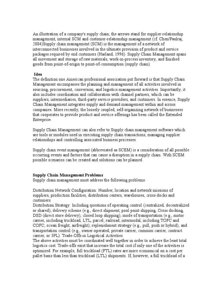 Supply Chain Management Summary | PDF