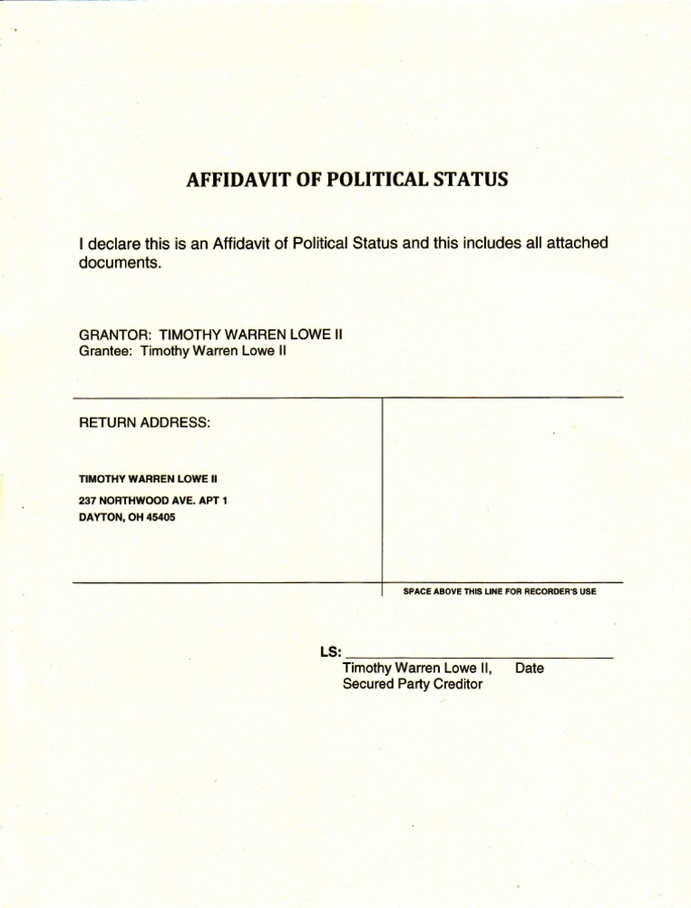 Affidavit of Political Status Cover Sheet | PDF