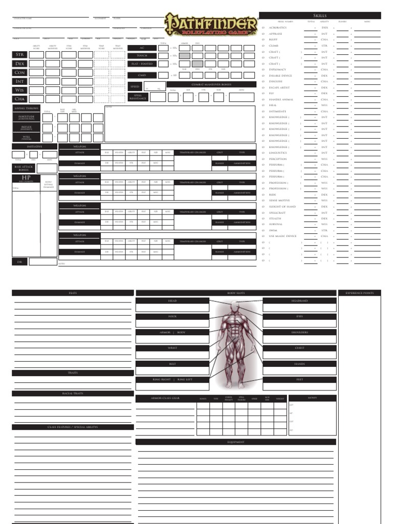 Pathfinder Character Sheet Template | PDF | Role Playing Games ...