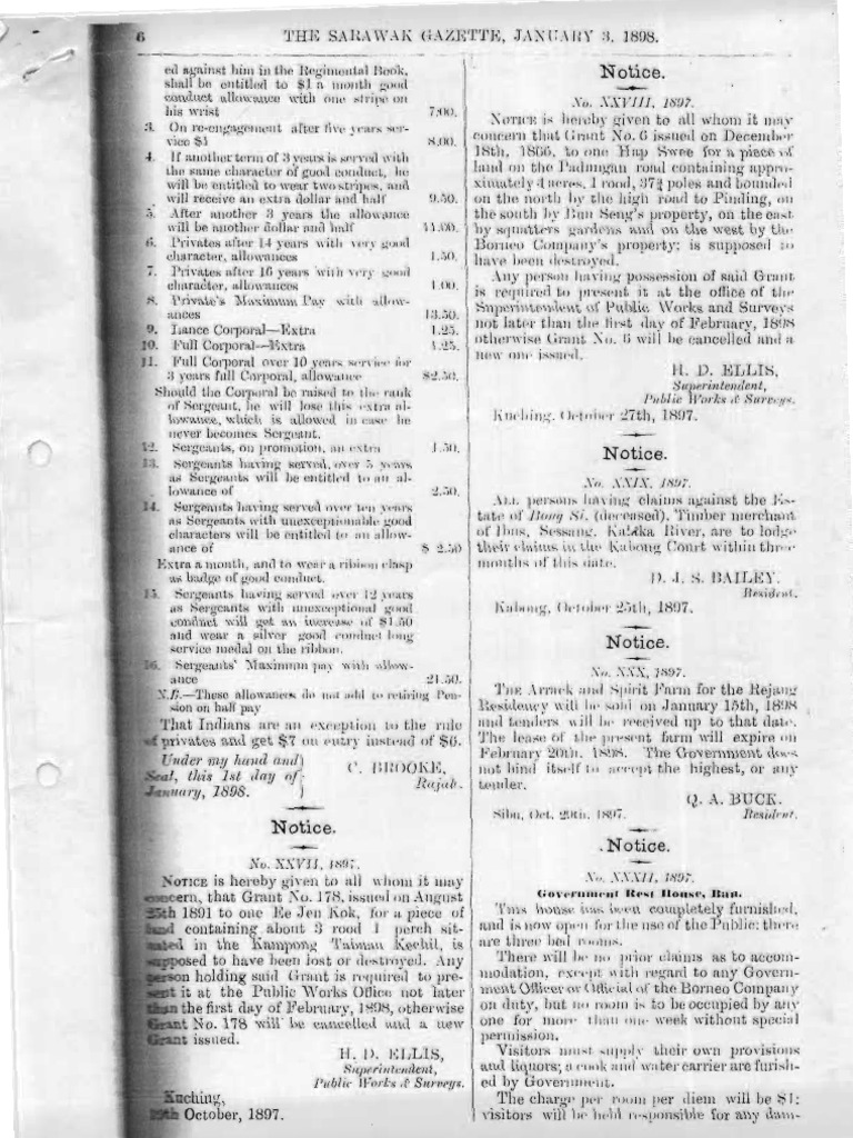 1898 Sarawak Gazette | PDF