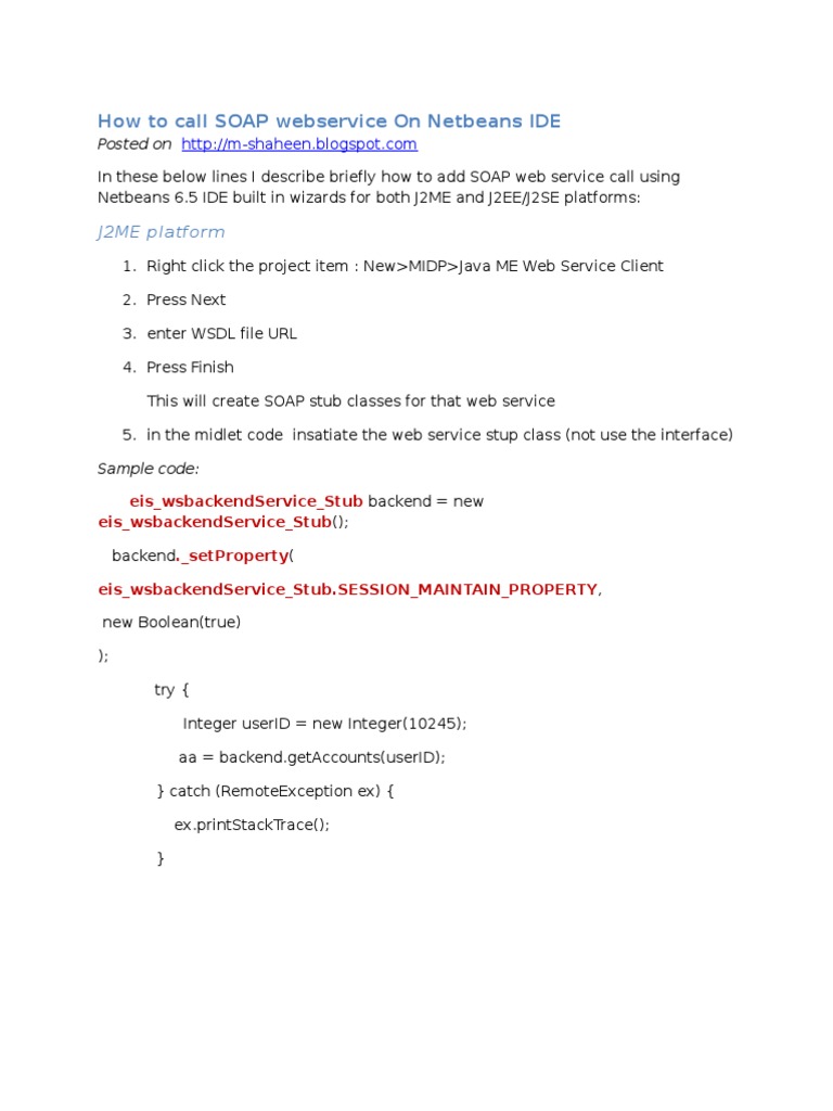 Calling SOAP Web Services in NetBeans | PDF