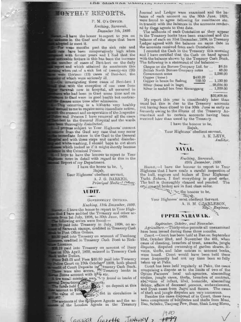 1900 Sarawak Gazette | PDF