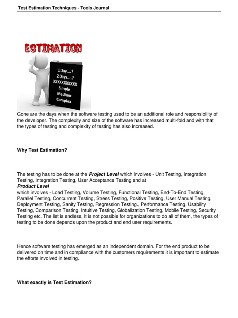 Test Estimation Techniques | PDF | Software Engineering | Computing