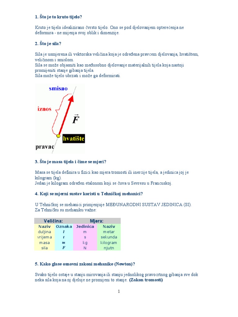 Mehanika Kviz 1 | PDF