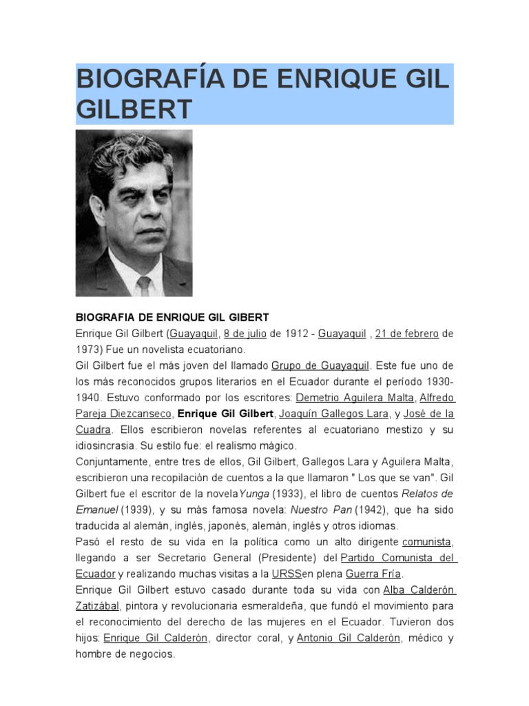 Biografía de Enrique Gil Gilbert | PDF | Ecuador | Science