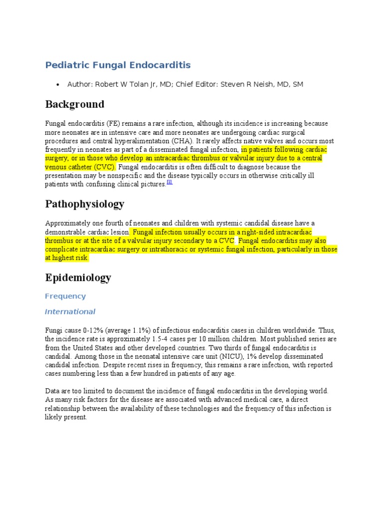 Pediatric Fungal Endocarditis | PDF | Health Sciences | Diseases And ...