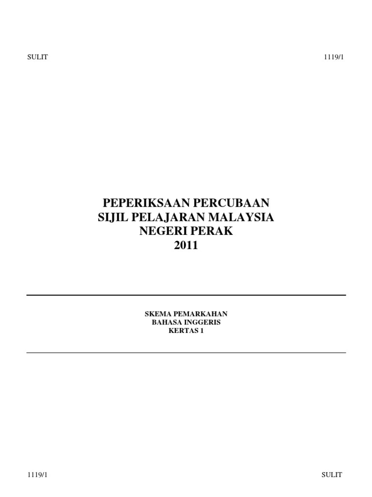 English Marking Scheme for SPM 2011 | PDF | Vocabulary | Punctuation