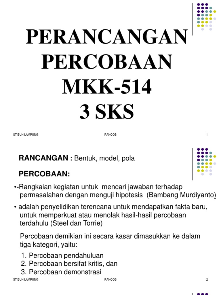 Kuliah 1 Rancob Pendahuluan | PDF