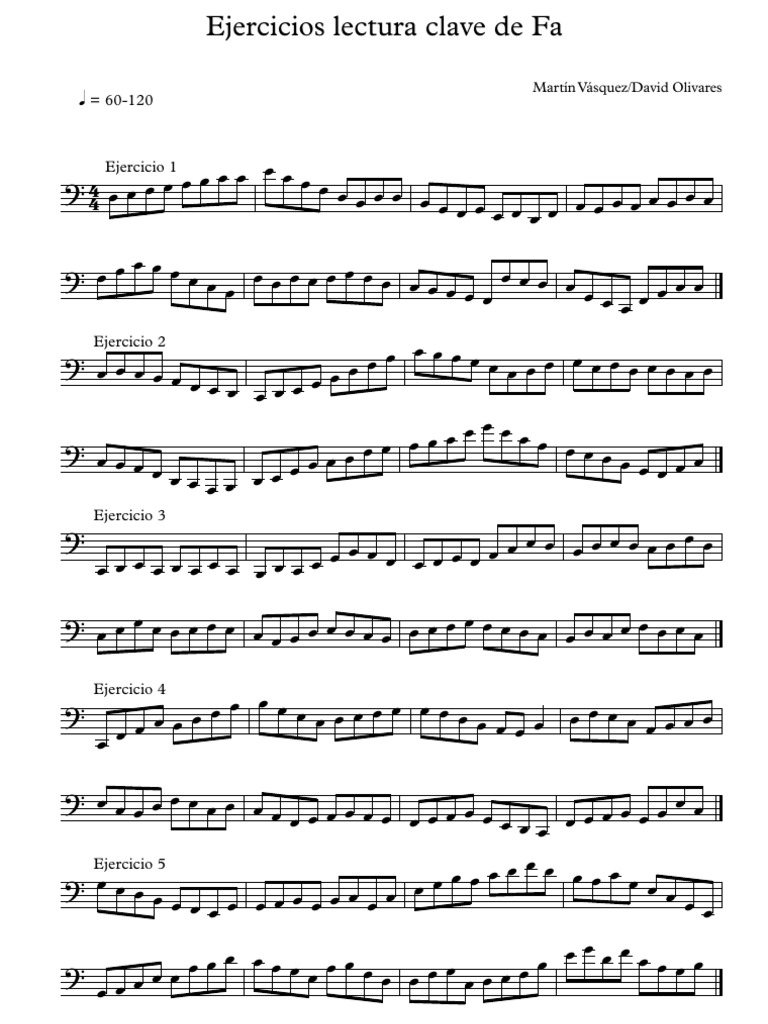 5.-Ejercicios de Lectura Clave de Fa | PDF