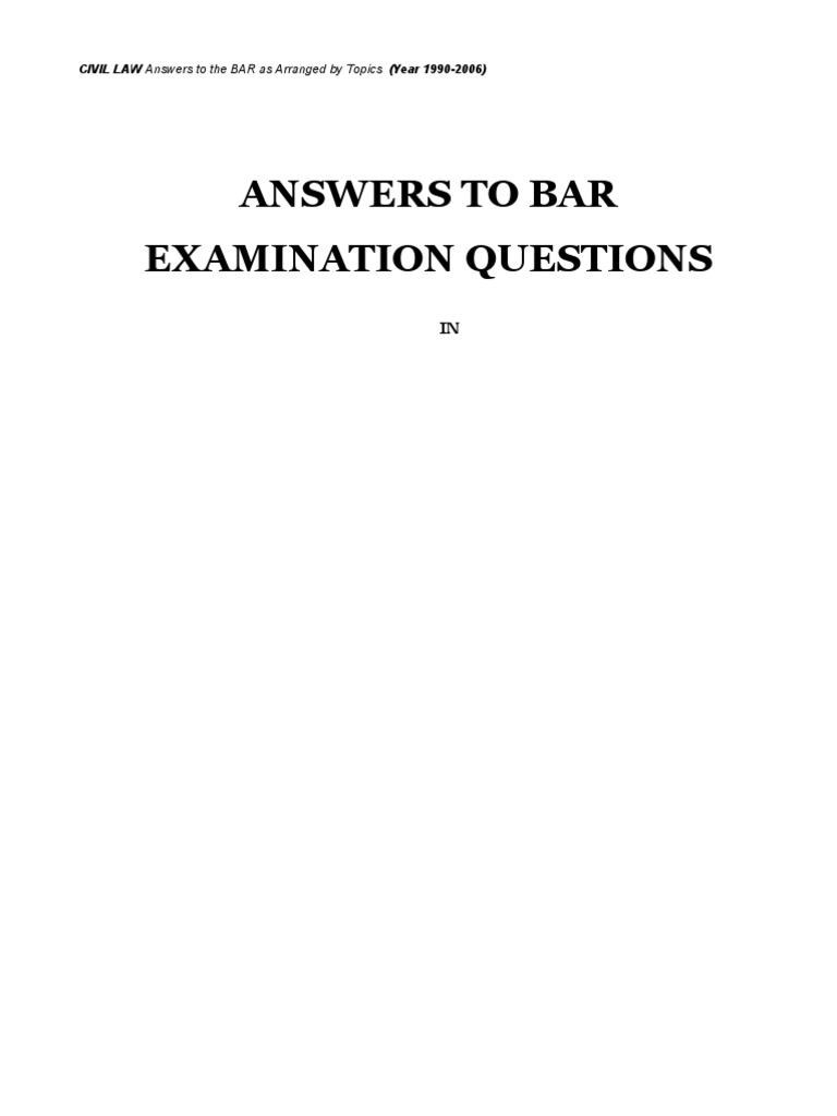 Answers To Bar Examination Questions | PDF | Will And Testament | Lease