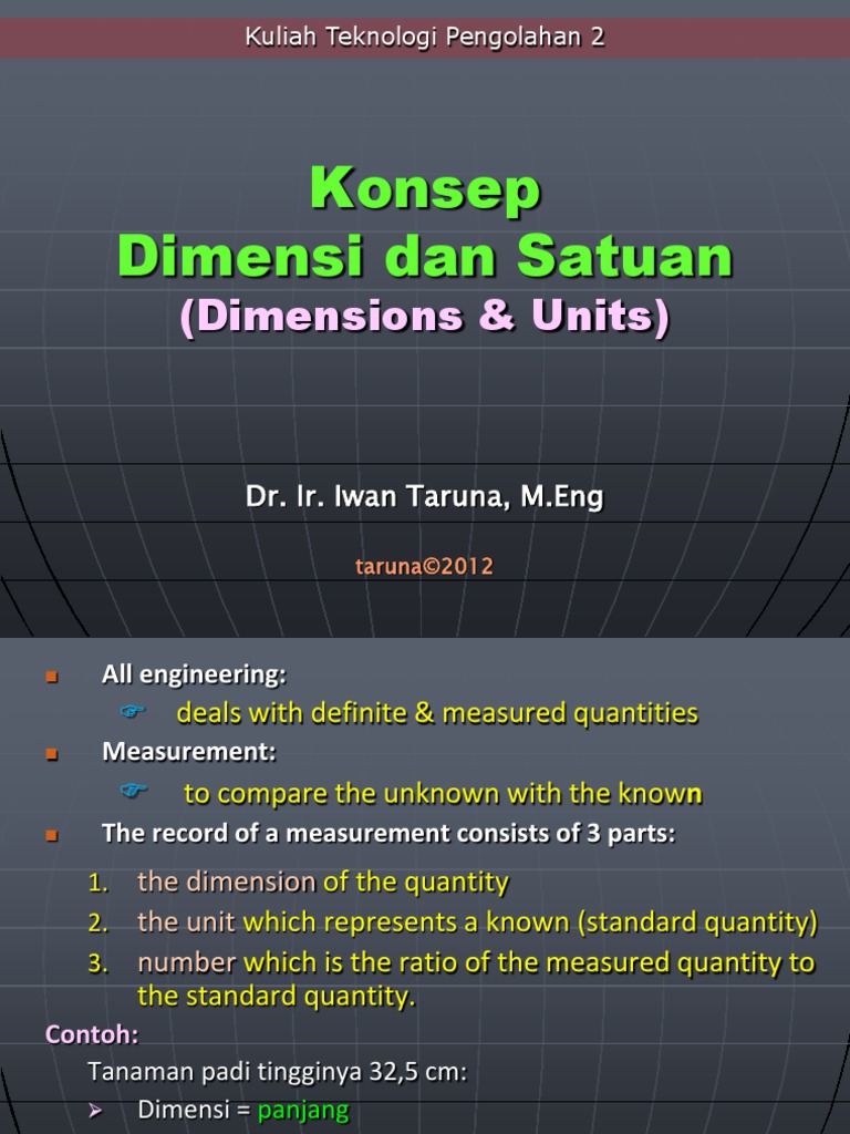Konsep Dimensi Dan Satuan: (Dimensions & Units) | PDF | Mole (Unit ...