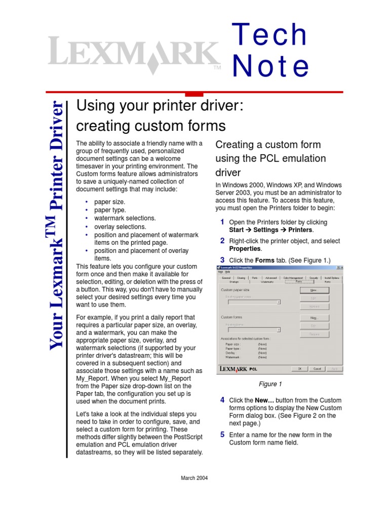 Forms Technote | PDF | Printer (Computing) | Tab (Gui)