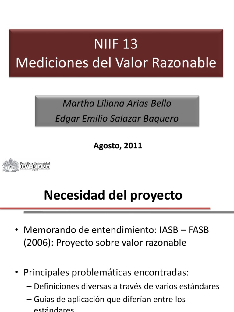 Medicion Valor Razonable | normas internacionales de INFORMACION ...