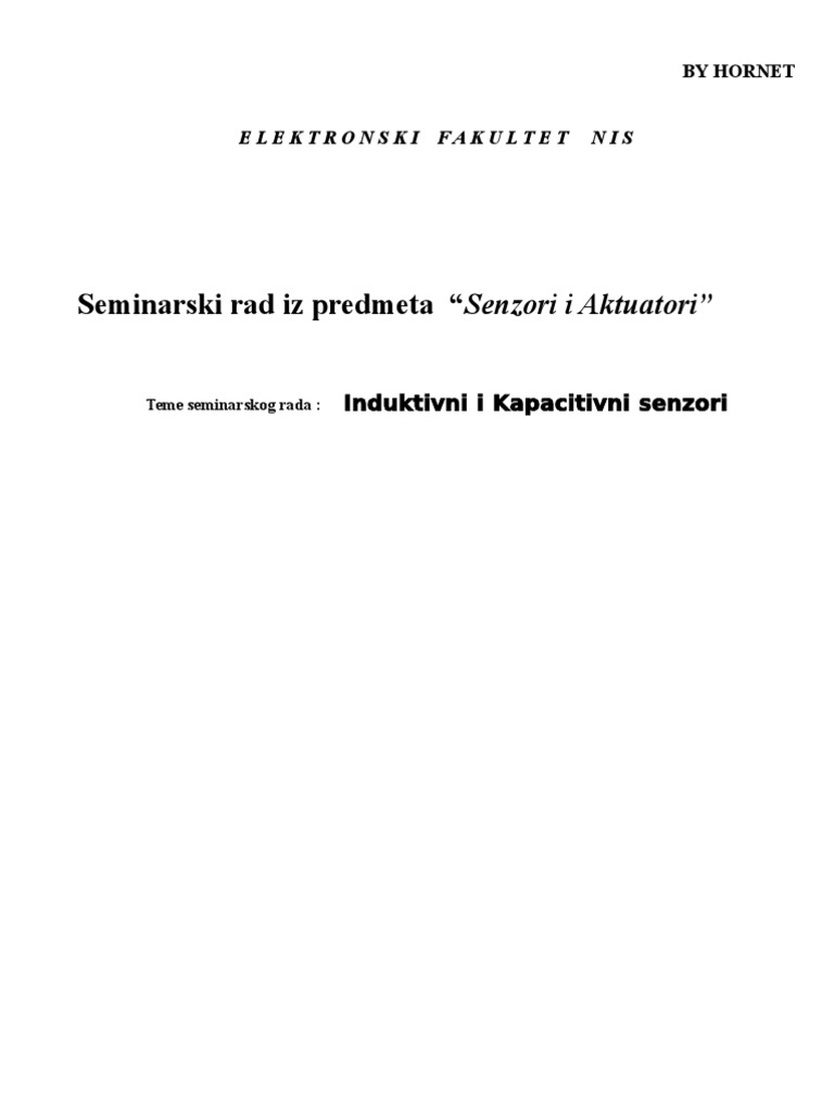 Induktivni I Kapacitivni Senzori Elfak Nis ByHornet | PDF