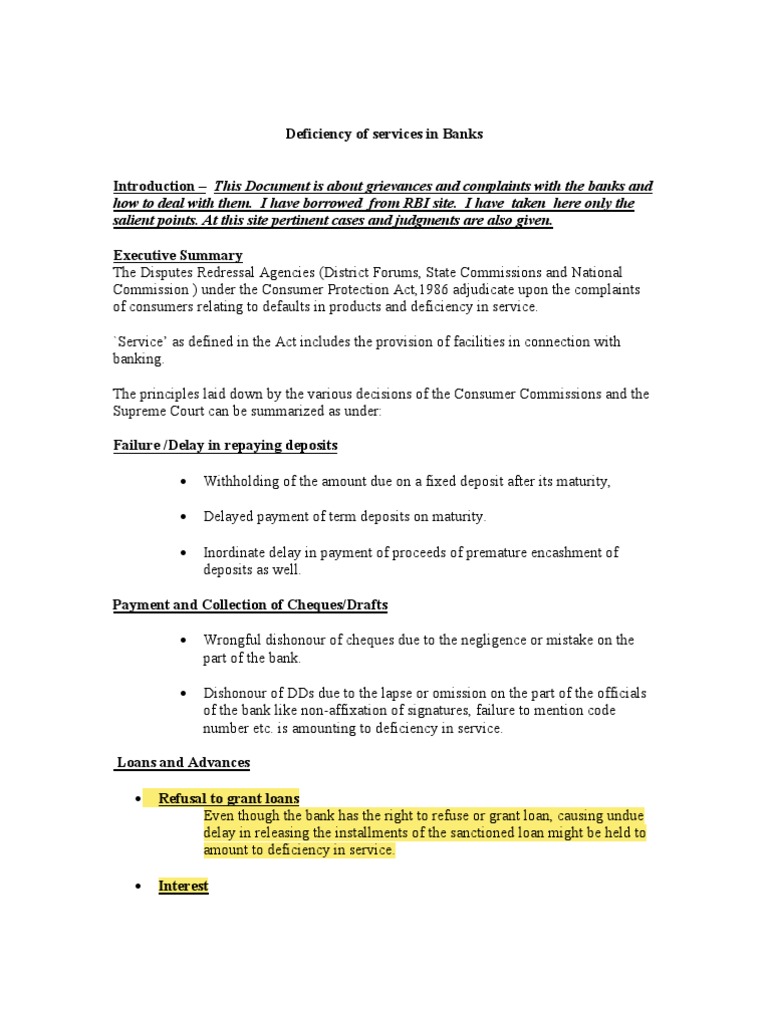 Addressing Banking Service Deficiencies | PDF | Cheque | Banks